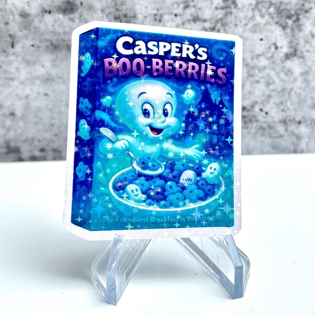 Boo-berries Holographic Sticker – Cute Ghost Cereal Box Parody ...