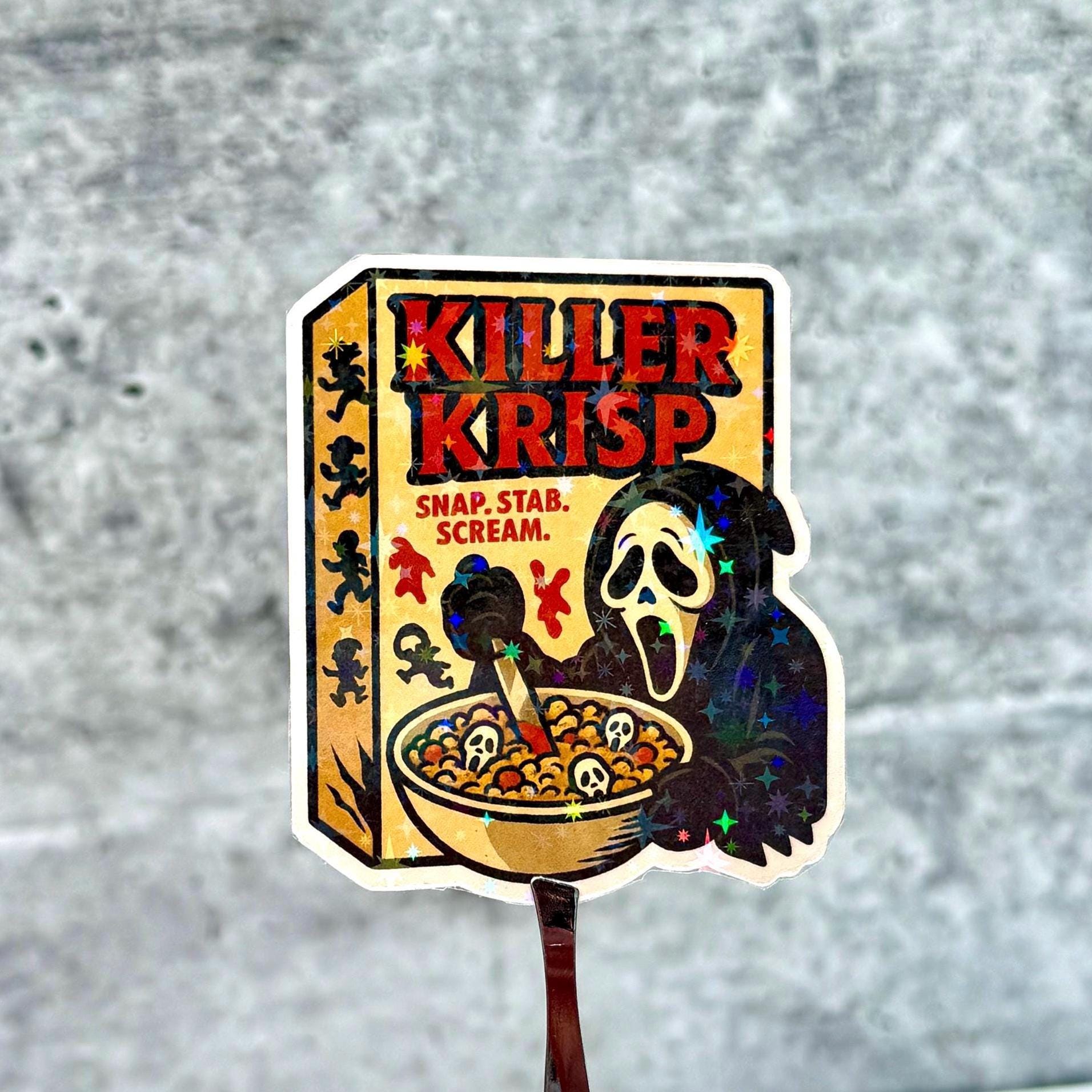 Ghostface Holographic Cereal Box Sticker – Killer Krisp – Horror ...