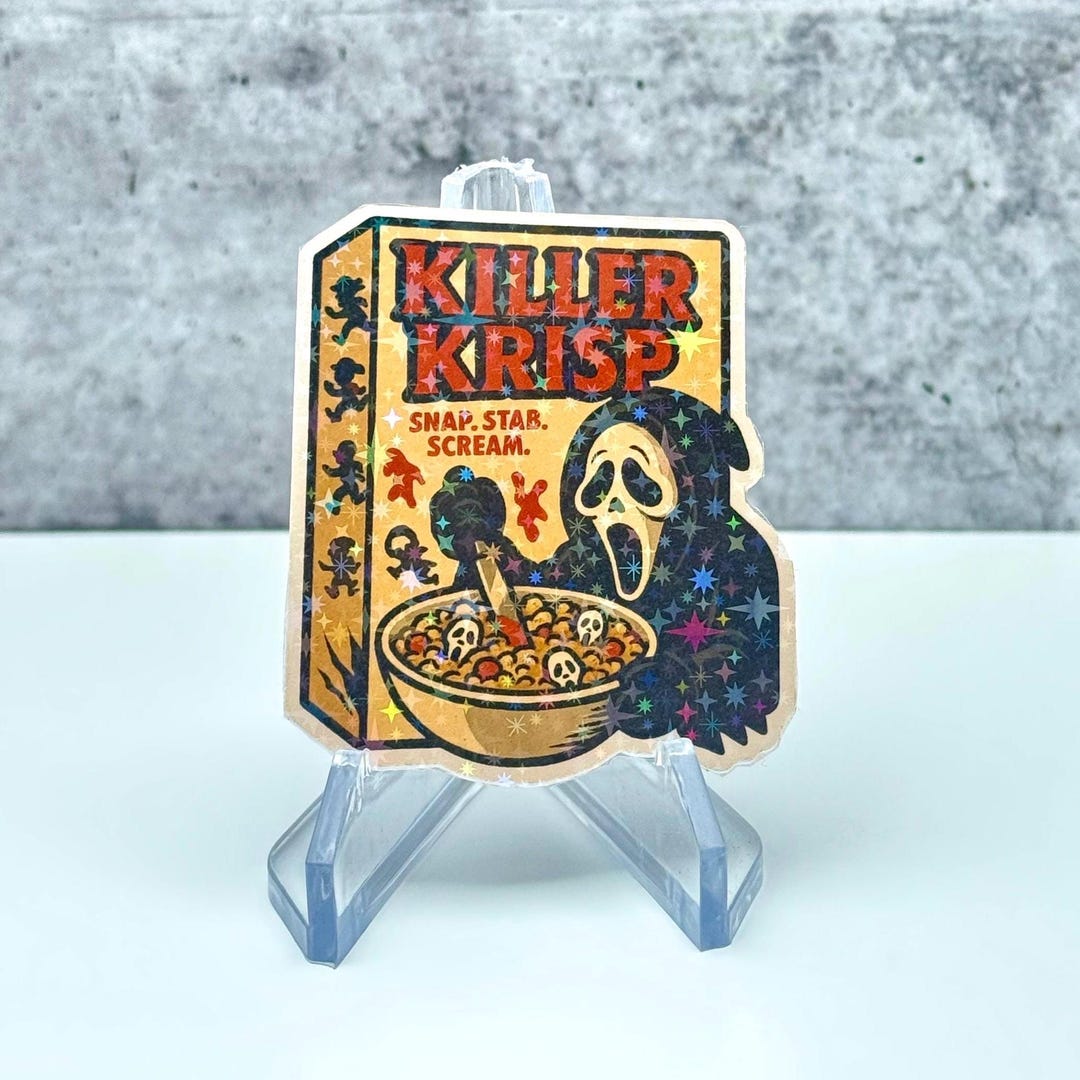 Ghostface Holographic Cereal Box Sticker – Killer Krisp – Horror ...