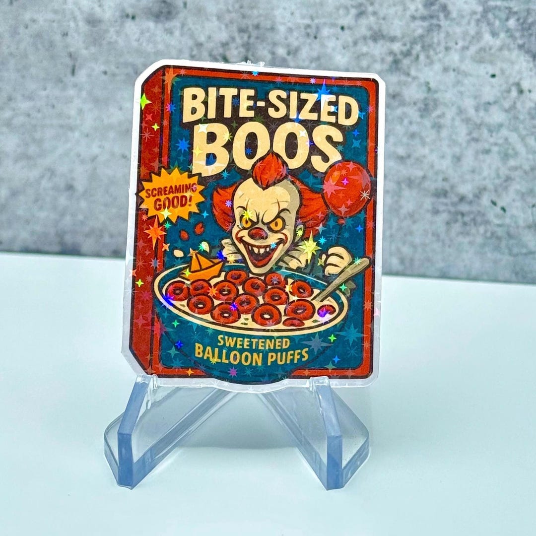 Holographic Pennywise Clown Sticker – Bite-sized Boos Horror Cereal ...