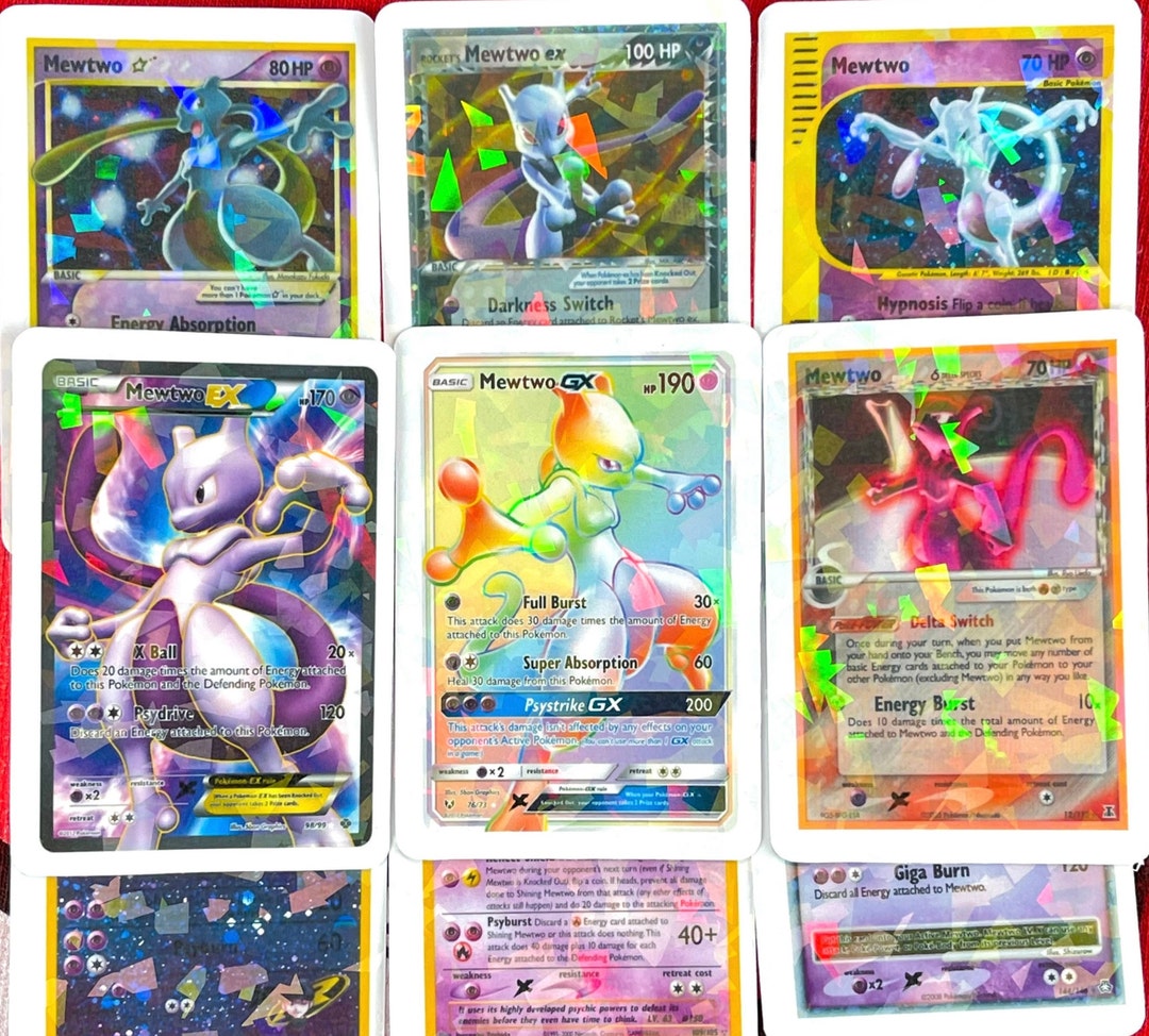 Mewtwo Holographic Pokemon Stickers Waterproof Card Vinyl - Etsy