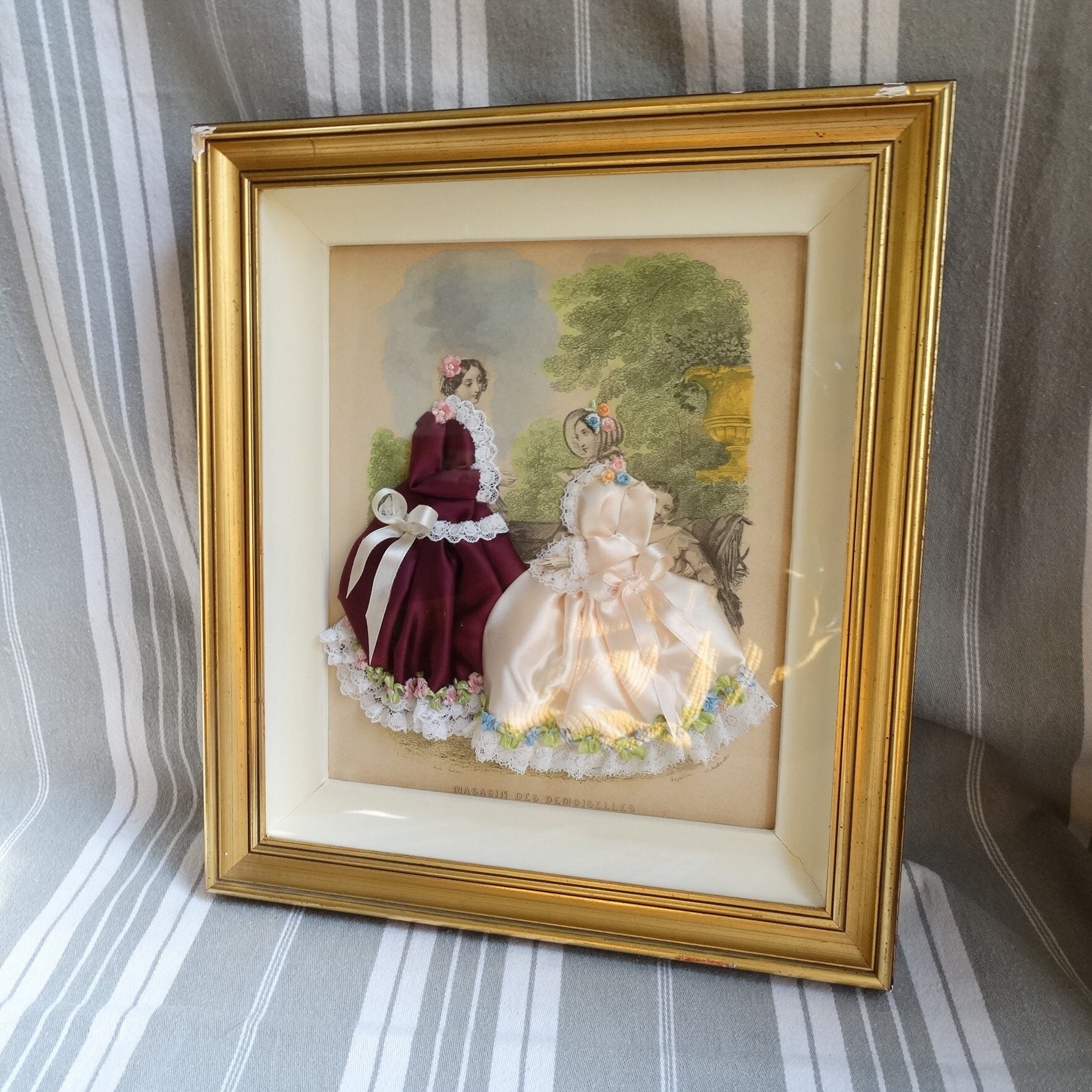 Vintage Shadow Box/3d Paris Mode Print/embellished C19th - Etsy
