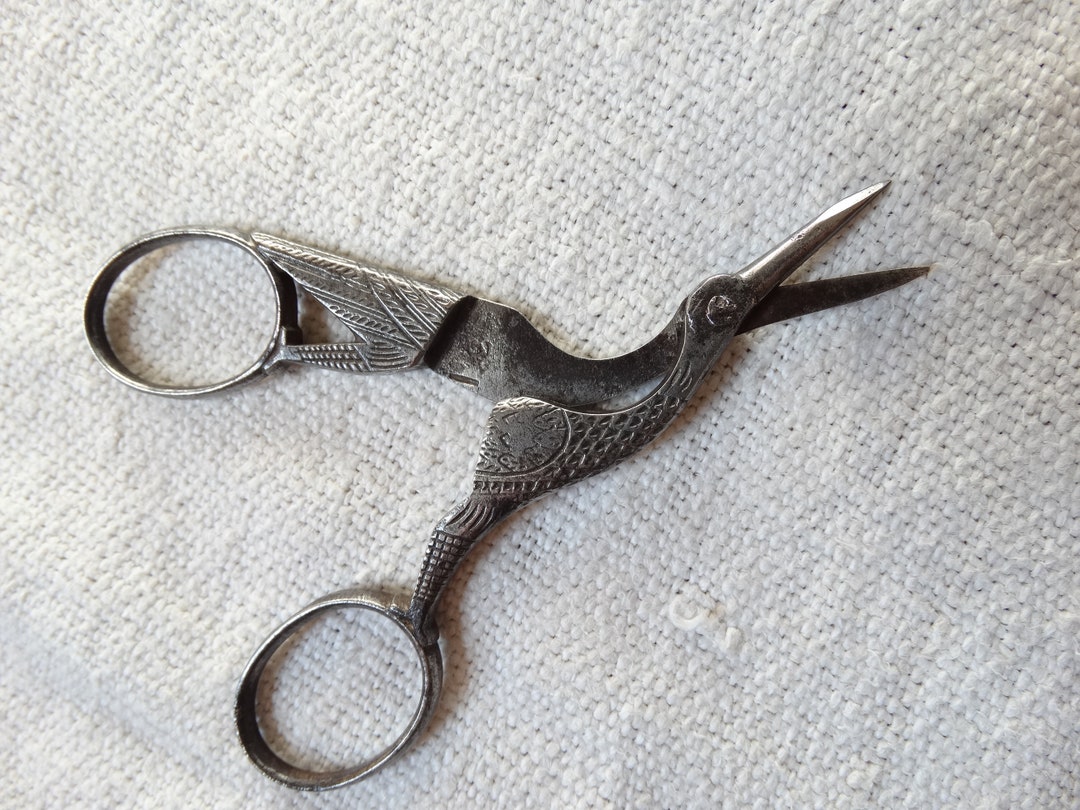 Antique Sewing Scissors/embroidery Scissors/cut Steel Stork Scissors ...
