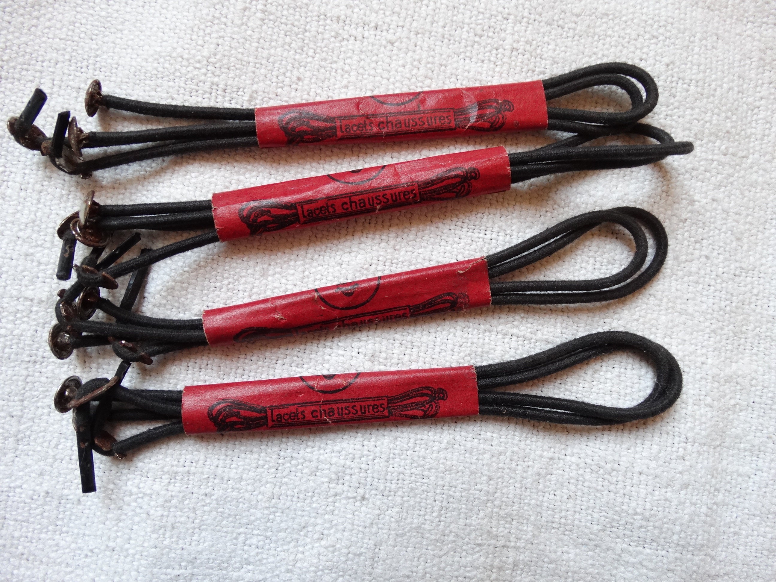 4 Vintage Shoe Lace Packs/elasticated Black Laces/french Shoe Ties ...