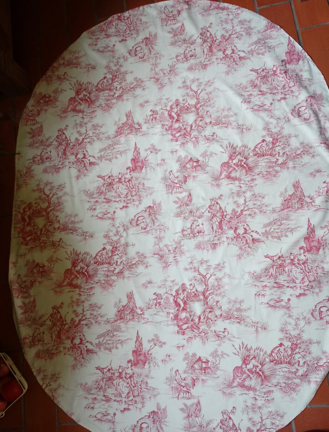 Oval Toile De Jouy Tablecloth/bucolic Scenes Fabric/tissus Ancien ...