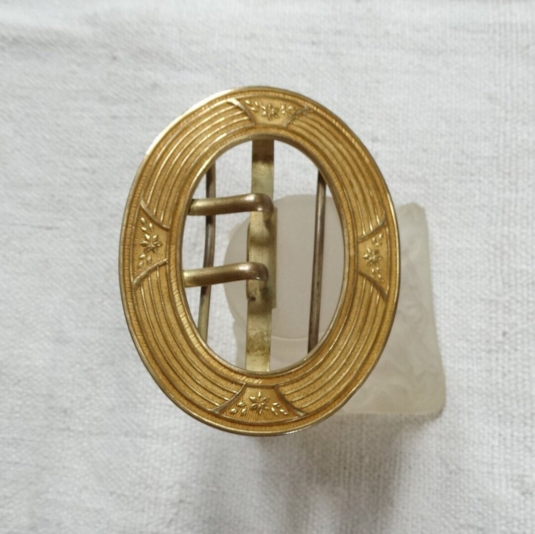 Antique Gilt Brass Buckle/decorative Oval Buckle/french Gilt Belt ...