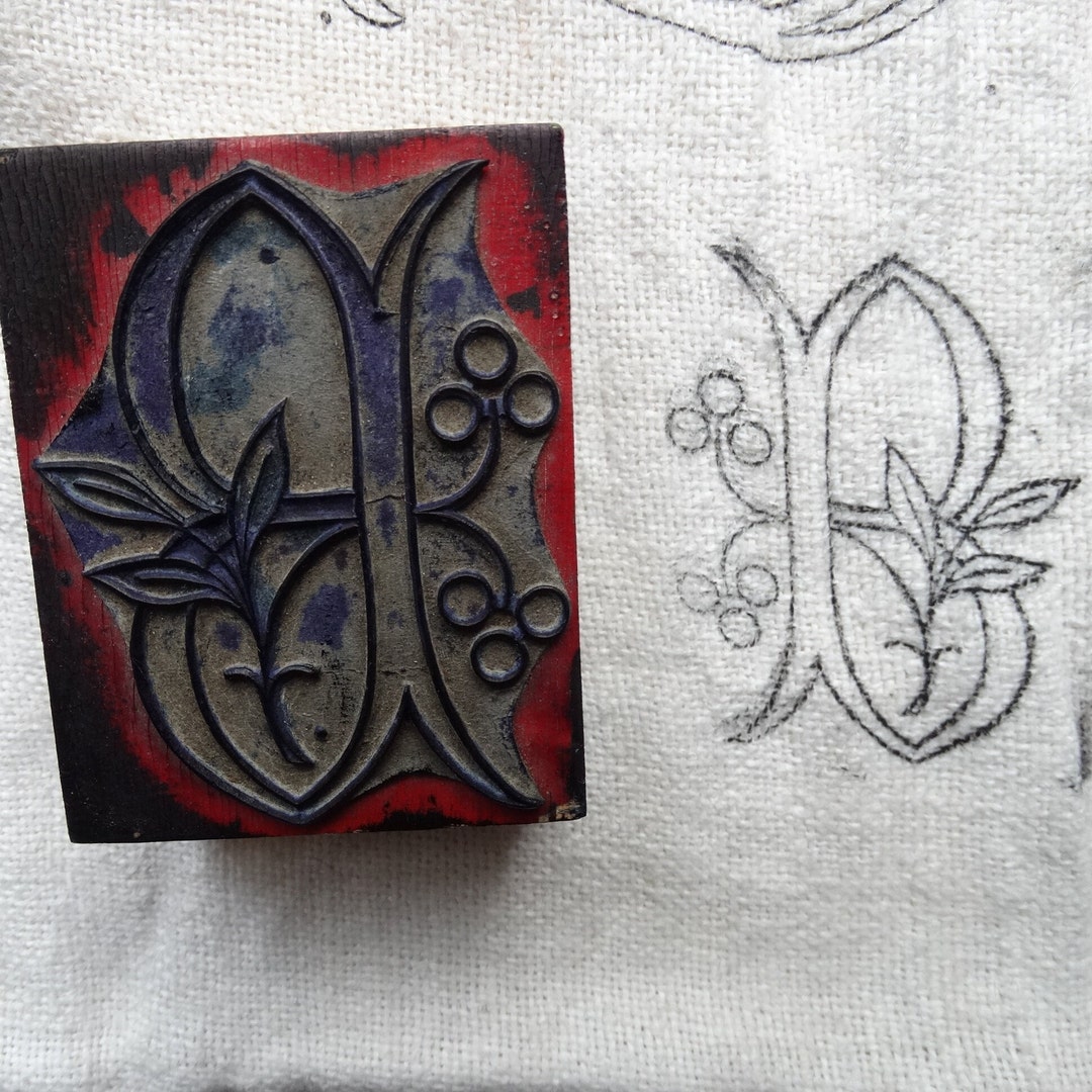 Trousseau Script B Stamp/antique Initial Print Block/fabric Printing ...