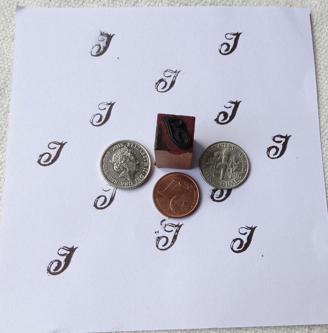 Tiny Script J Stamp, Small/antique Initial J Printing Block/fabric ...