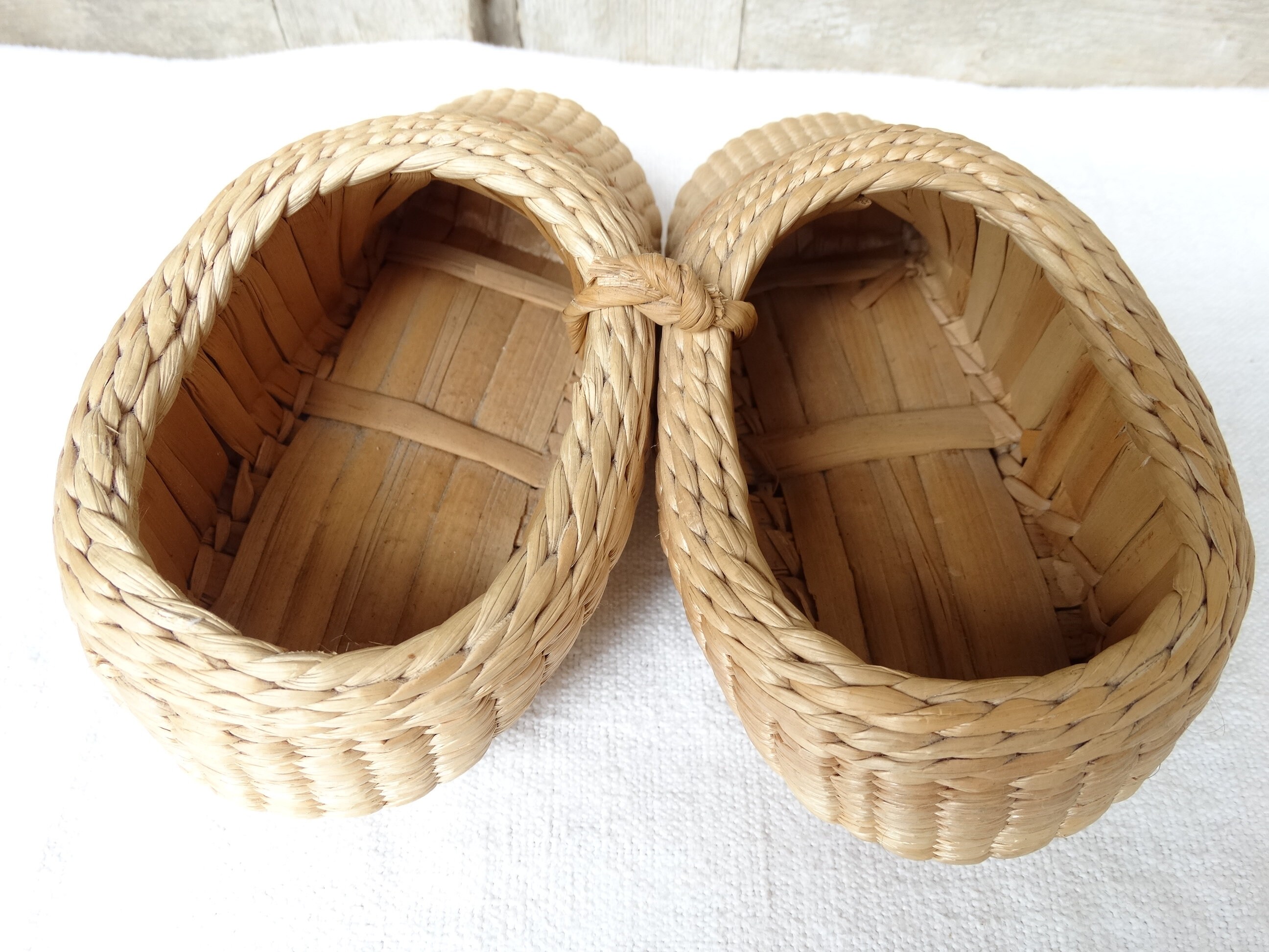Vintage Woven Straw Shoes. Children's Natural Fibre Clogs. 1970s Child ...