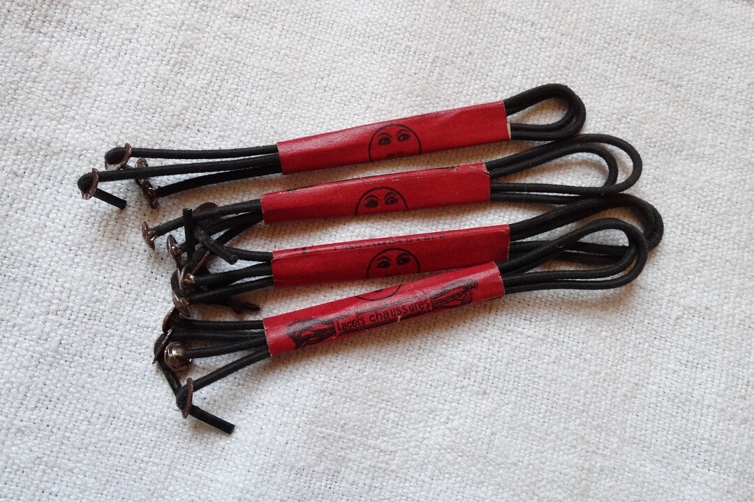 4 Vintage Shoe Lace Packs/elasticated Black Laces/french Shoe Ties ...