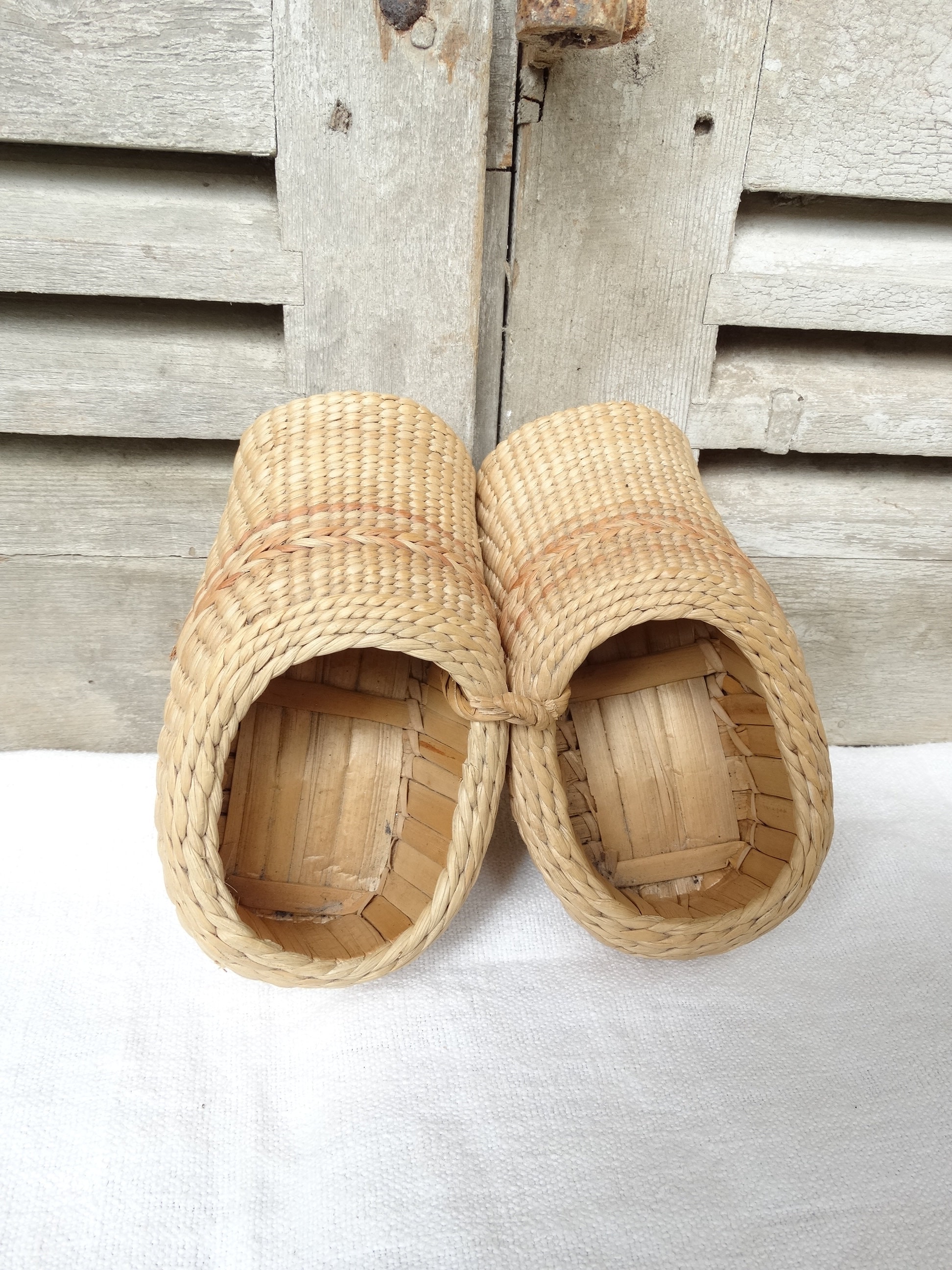 Vintage Woven Straw Shoes. Children's Natural Fibre Clogs. 1970s Child ...