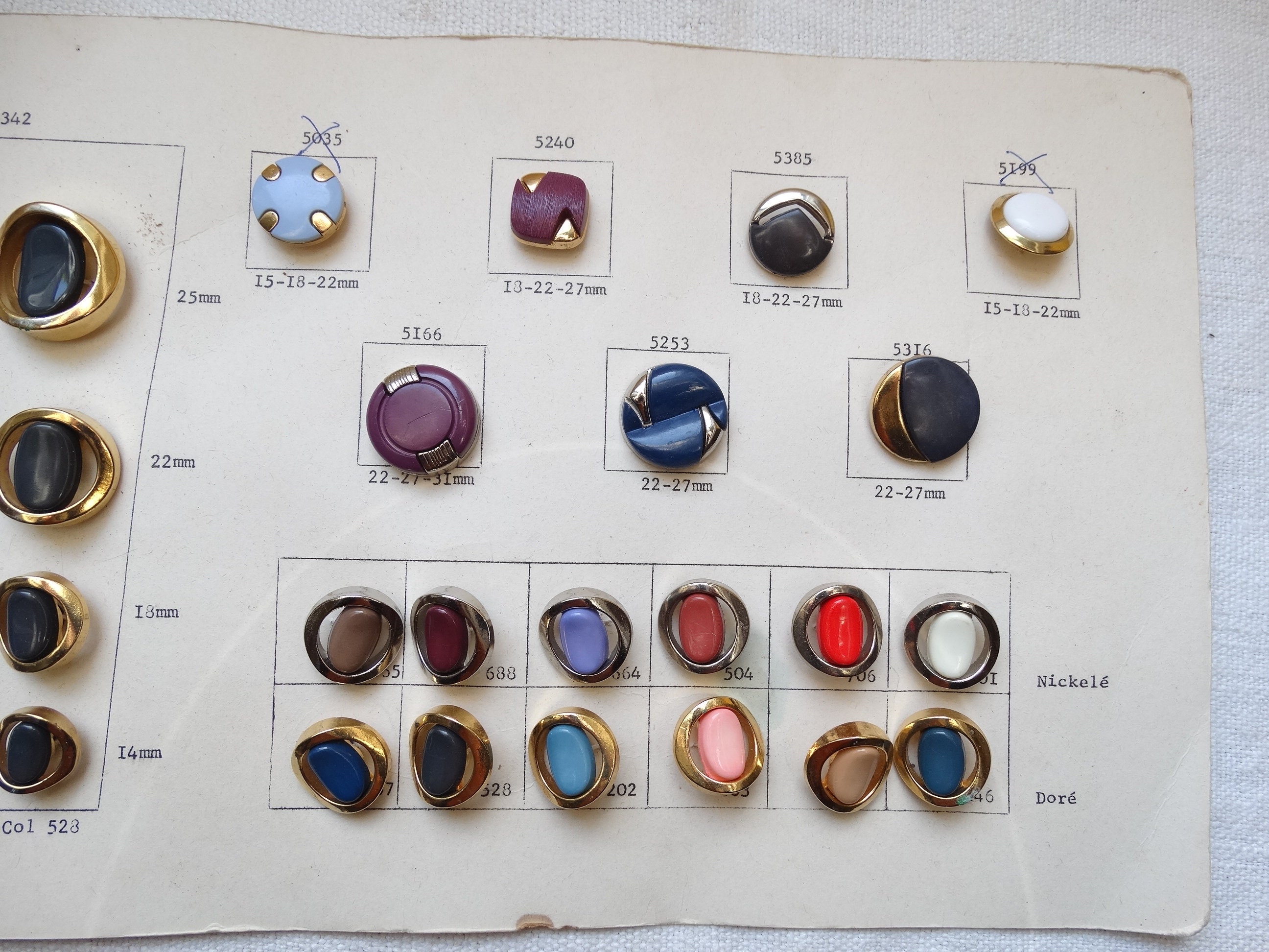 Vintage Card Sample Buttons/salesman's Sample/haberdashery/collectible ...