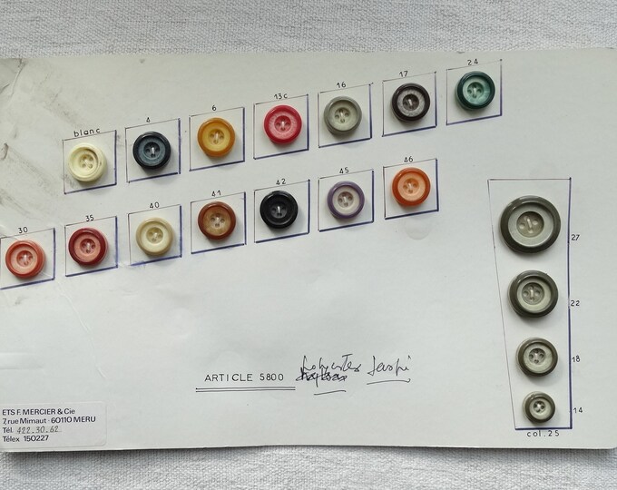 Vintage Card Sample Buttons/salesman's Sample/haberdashery/collectible ...