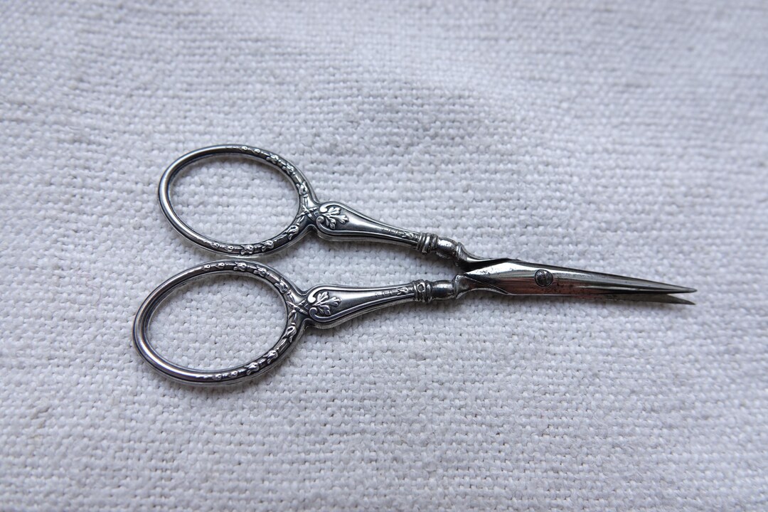 Antique Silver Embroidery Scissors/decorative Sewing Scissors/ambidextrous Scissors/patterned ...