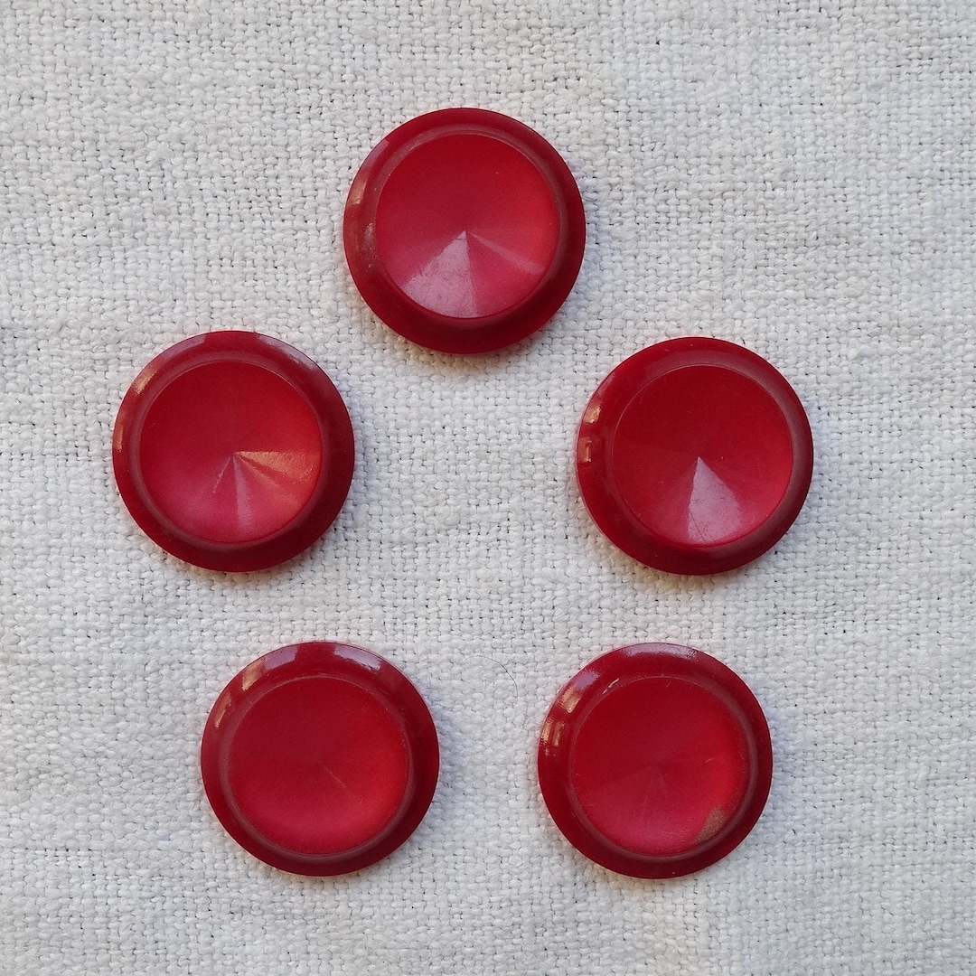 5 Retro Red Buttons/vintage Self Shank Red Buttons/vintage Coat ...