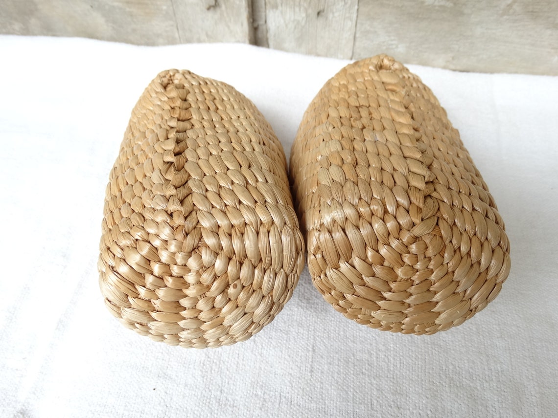 Vintage Woven Straw Shoes. Children's Natural Fibre Clogs. - Etsy