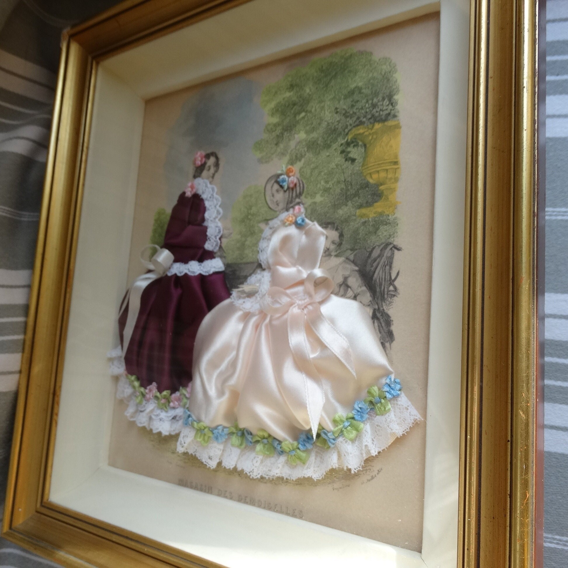Vintage Shadow Box/3d Paris Mode Print/embellished C19th - Etsy