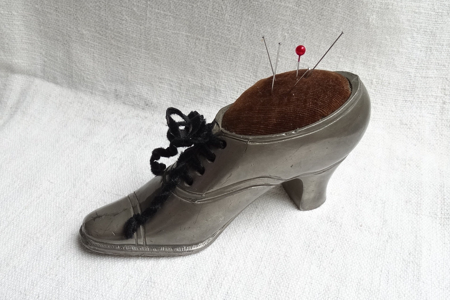 Antique Shoe Pin Cushion/novelty Victorian Pewter Pin - Etsy