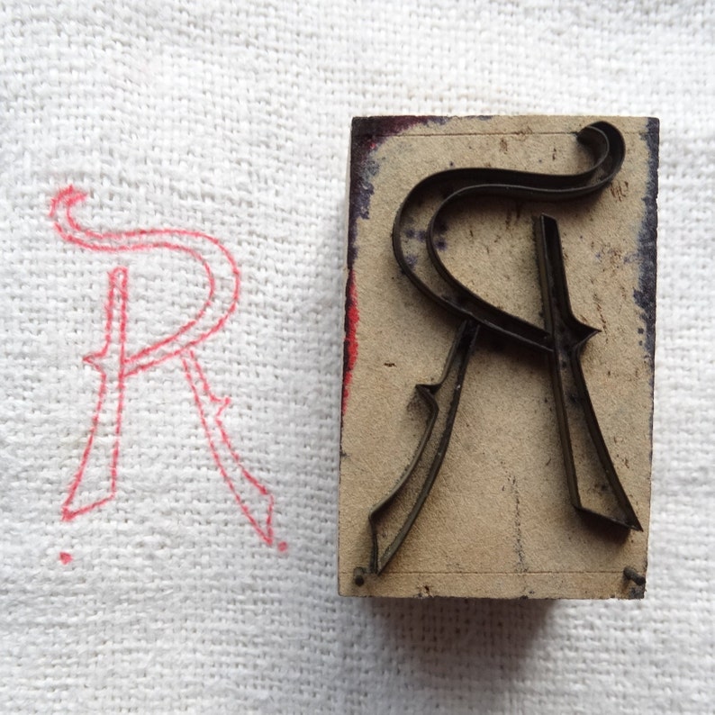 Letter R Stamp/antique Initial Print Block/fabric Printing/textile Art ...