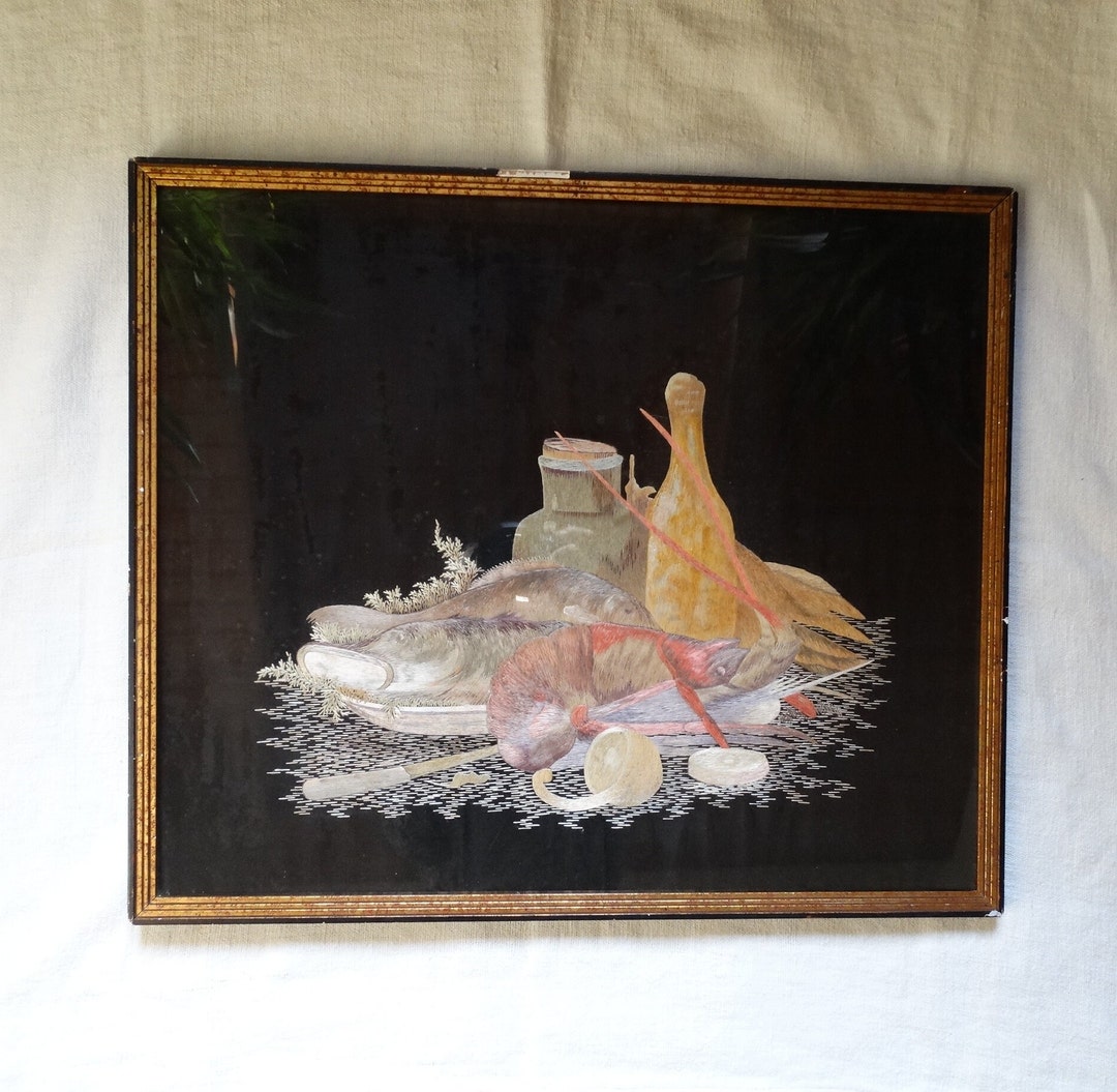 Antique Silk Needle Painting/chinese Still Life Embroidery/antique Silk ...