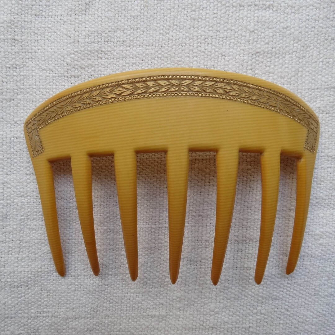 Art Deco Hair Comb/1920s Celluloid & Gold Hair Ornament/decorative Hair ...