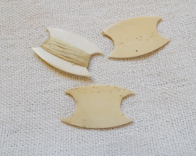 3 Antique Bone Thread Winders/natural Bone Cotton Tidy/french Cotton ...