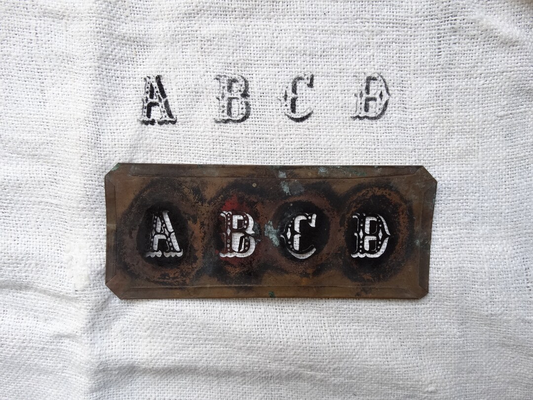 Antique ABCD Stencil/monogram Fabric Stencil/letter Embroidery/pochoir ...