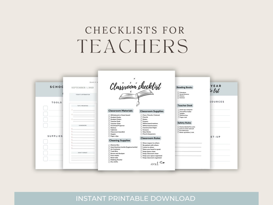 6 Teacher Checklist Templates | Checklist Printable | Customizable ...