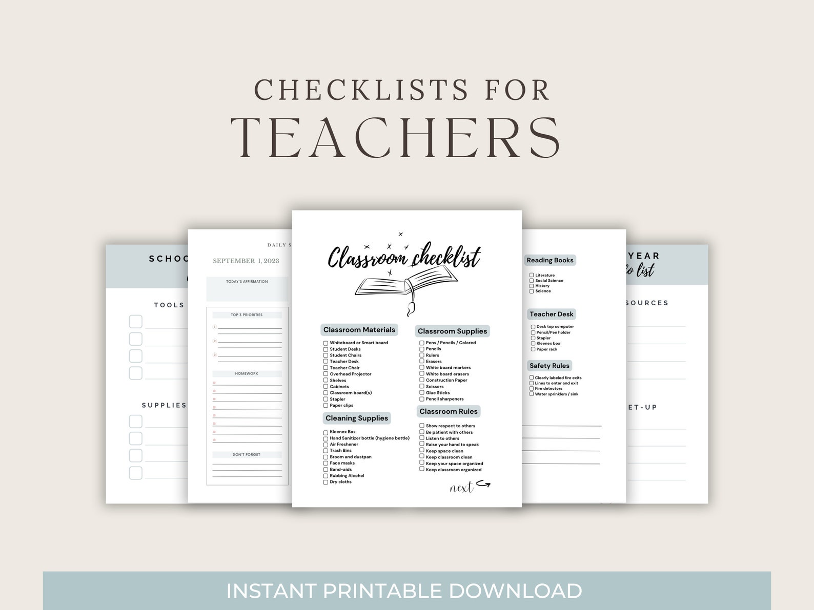 6 Teacher Checklist Templates | Checklist Printable | Customizable ...