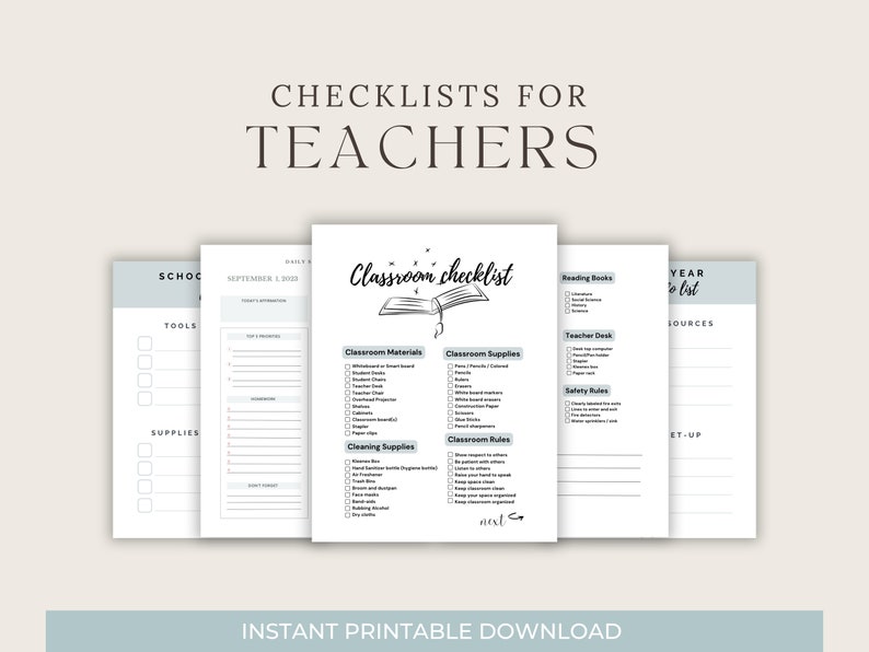 6 Teacher Checklist Templates | Checklist Printable | Customizable ...