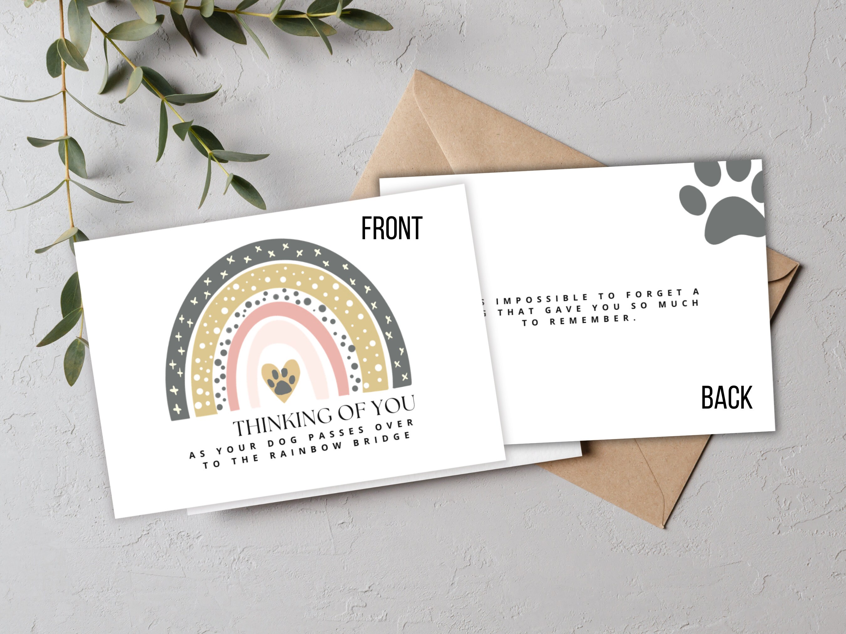 Dog Sympathy Card Rainbow Bridge Card Pet Loss Grief Card Pet Sympathy ...