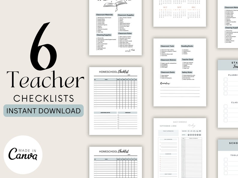 6 Teacher Checklist Templates | Checklist Printable | Customizable ...