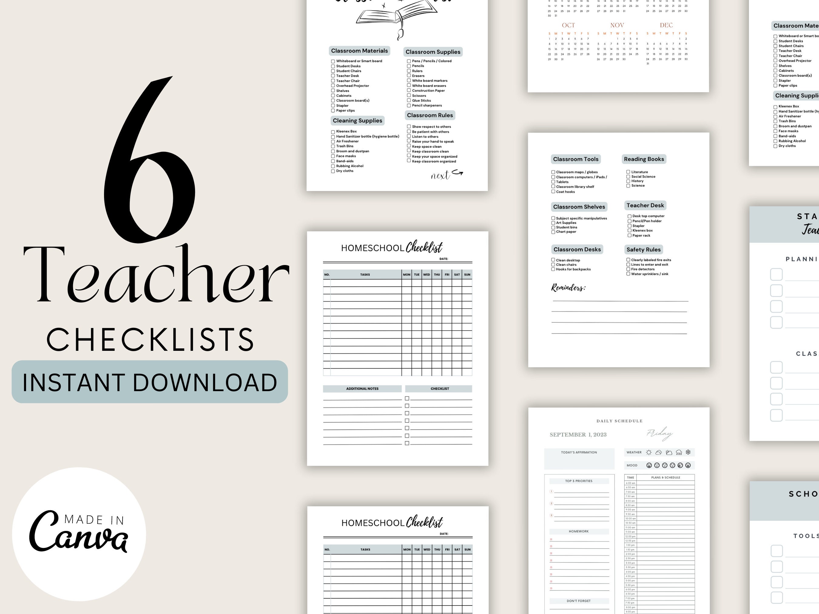 6 Teacher Checklist Templates Checklist Printable Customizable ...