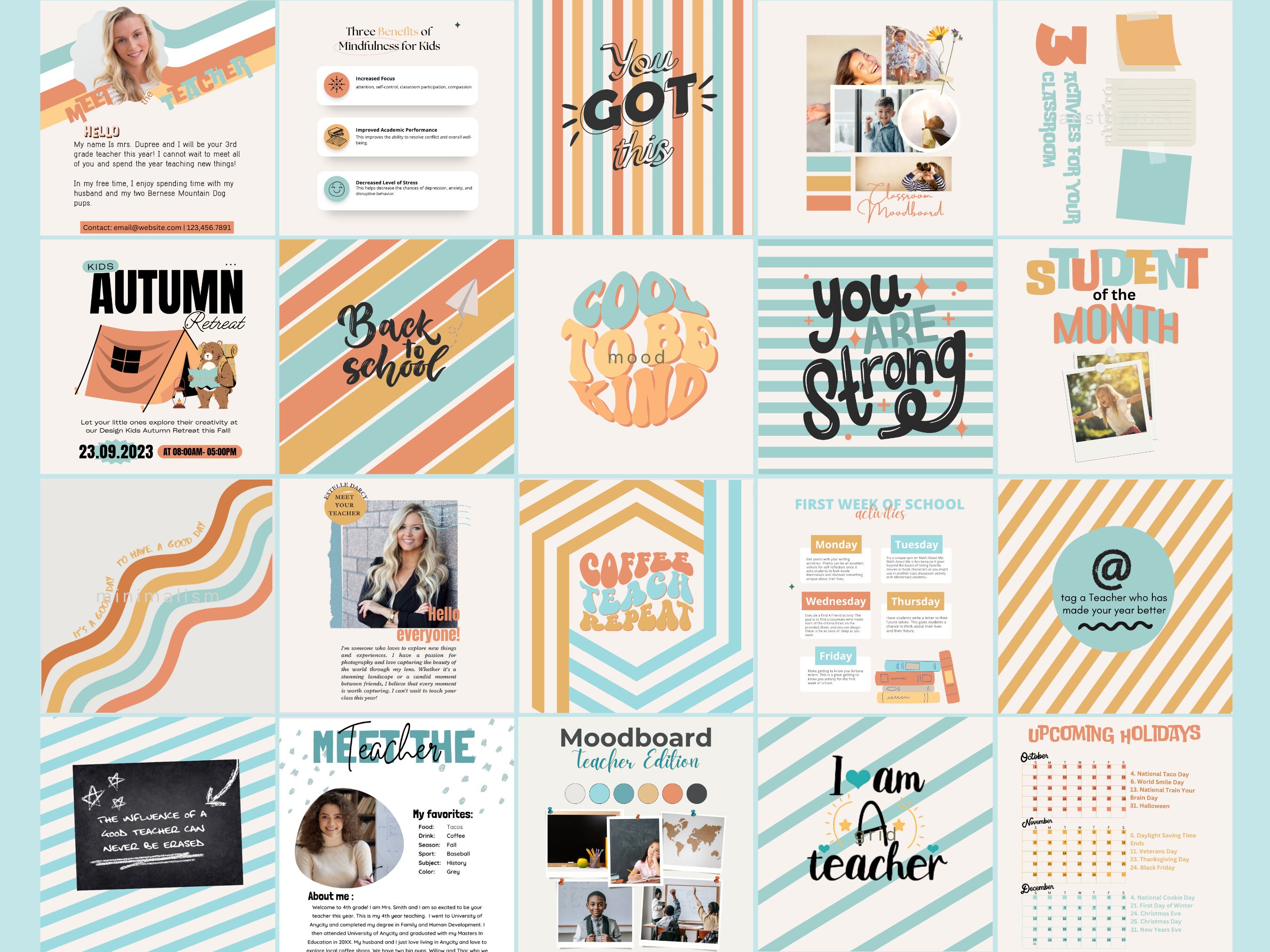 EDITABLE Back to School Teacher Bundle | Canva Customizable Templates ...