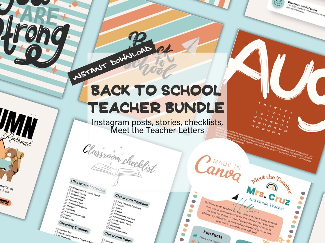 EDITABLE Back to School Teacher Bundle | Canva Customizable Templates ...