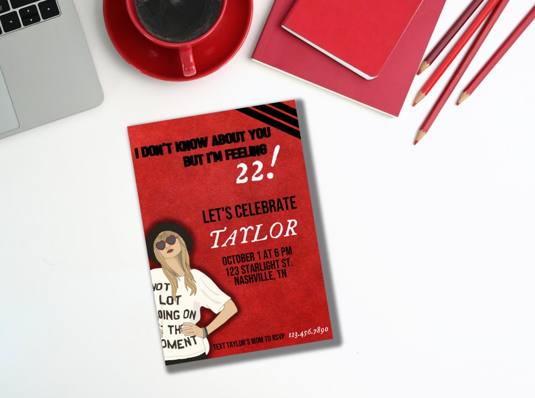 Taylor Swift Red Party Invite Canva Template Digital Download - Etsy