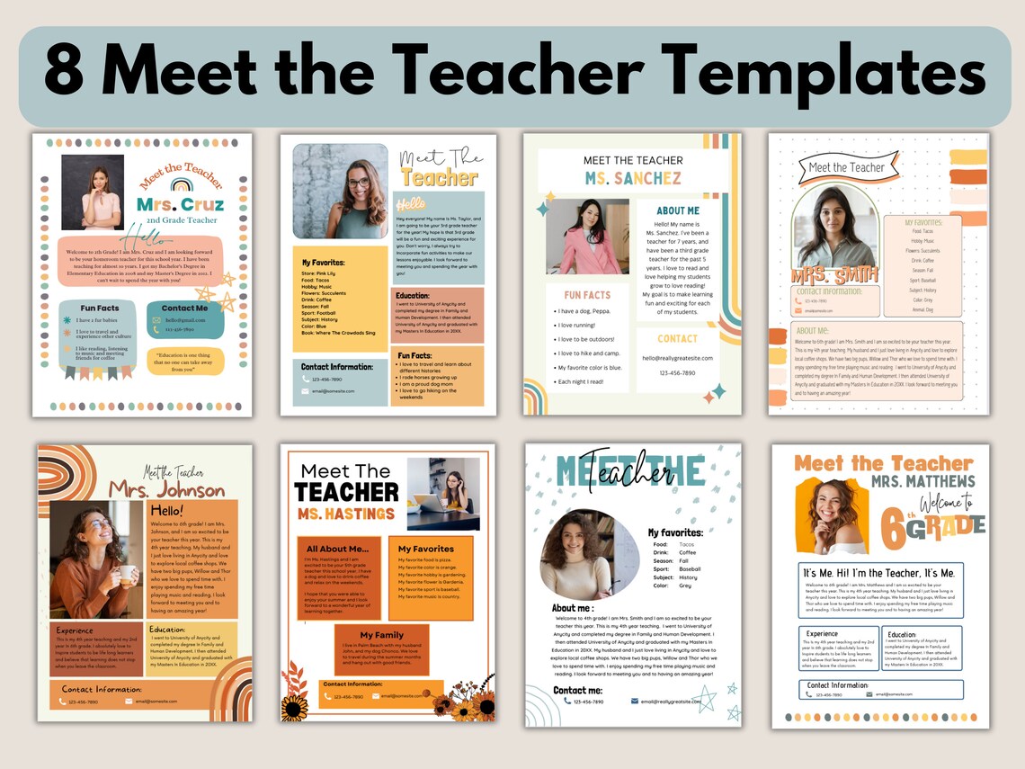 EDITABLE Meet the Teacher | 8 Meet the Teacher Templates | Edit in ...
