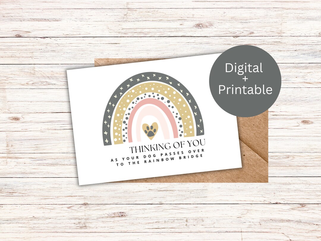 Dog Sympathy Card | Rainbow Bridge Card | Pet Loss Grief Card | Pet ...