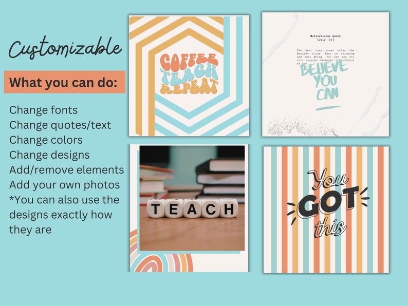 EDITABLE Teacher Instagram Posts | Customizable Teacher Posts for ...