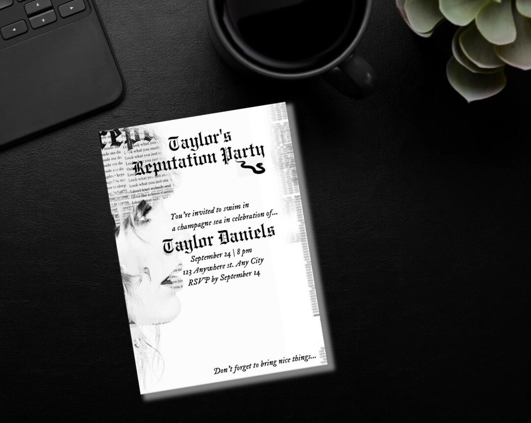 Taylor Swift Reputation Party Invite - Canva Digital Download - Etsy
