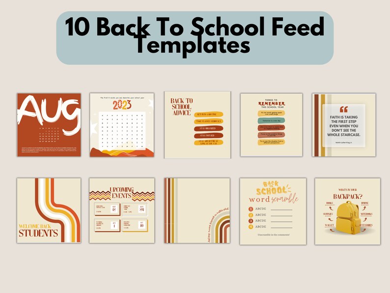 Back to School Editable Instagram Feed Templates | Mini Bundle ...