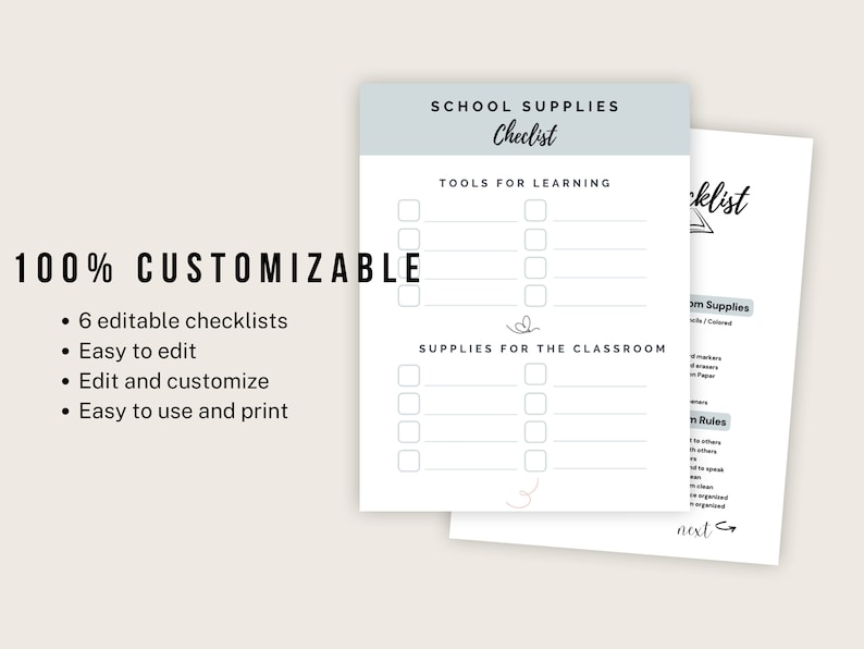 6 Teacher Checklist Templates | Checklist Printable | Customizable ...