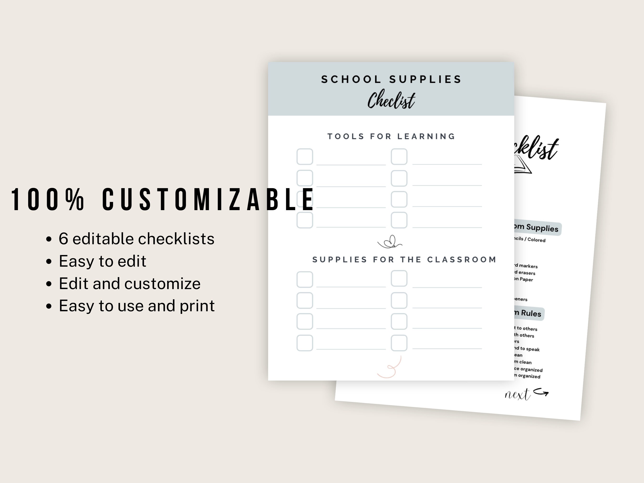 6 Teacher Checklist Templates | Checklist Printable | Customizable ...