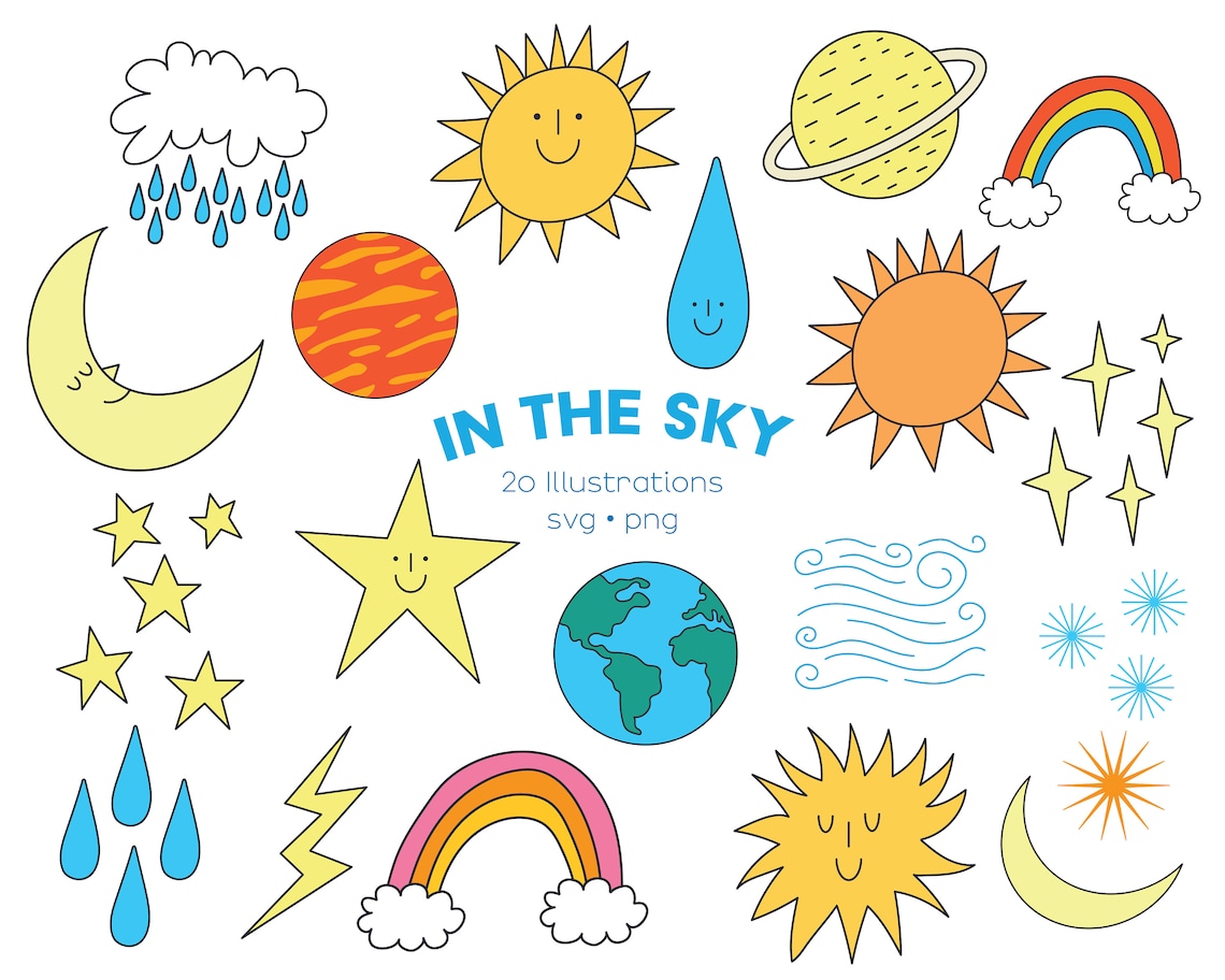 Sky and Weather Clipart Bundle | SVG & PNG Instant Download - Etsy