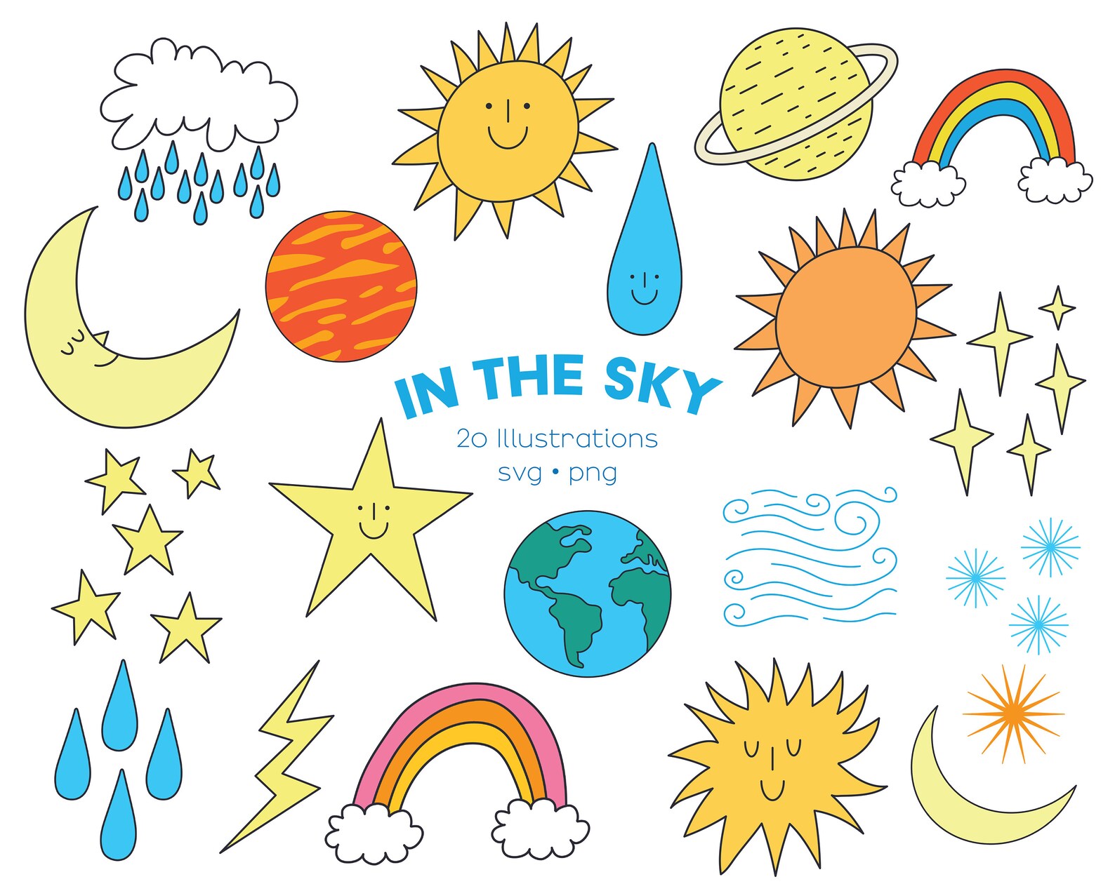 Sky and Weather Clipart Bundle | SVG & PNG Instant Download - Etsy