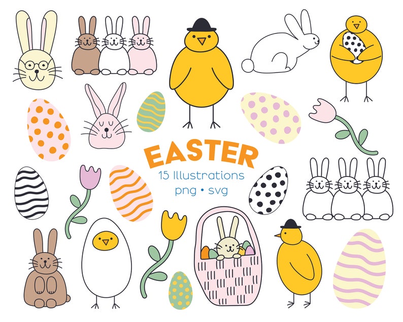 Easter Clipart Bundle | SVG & PNG Instant Download - Etsy