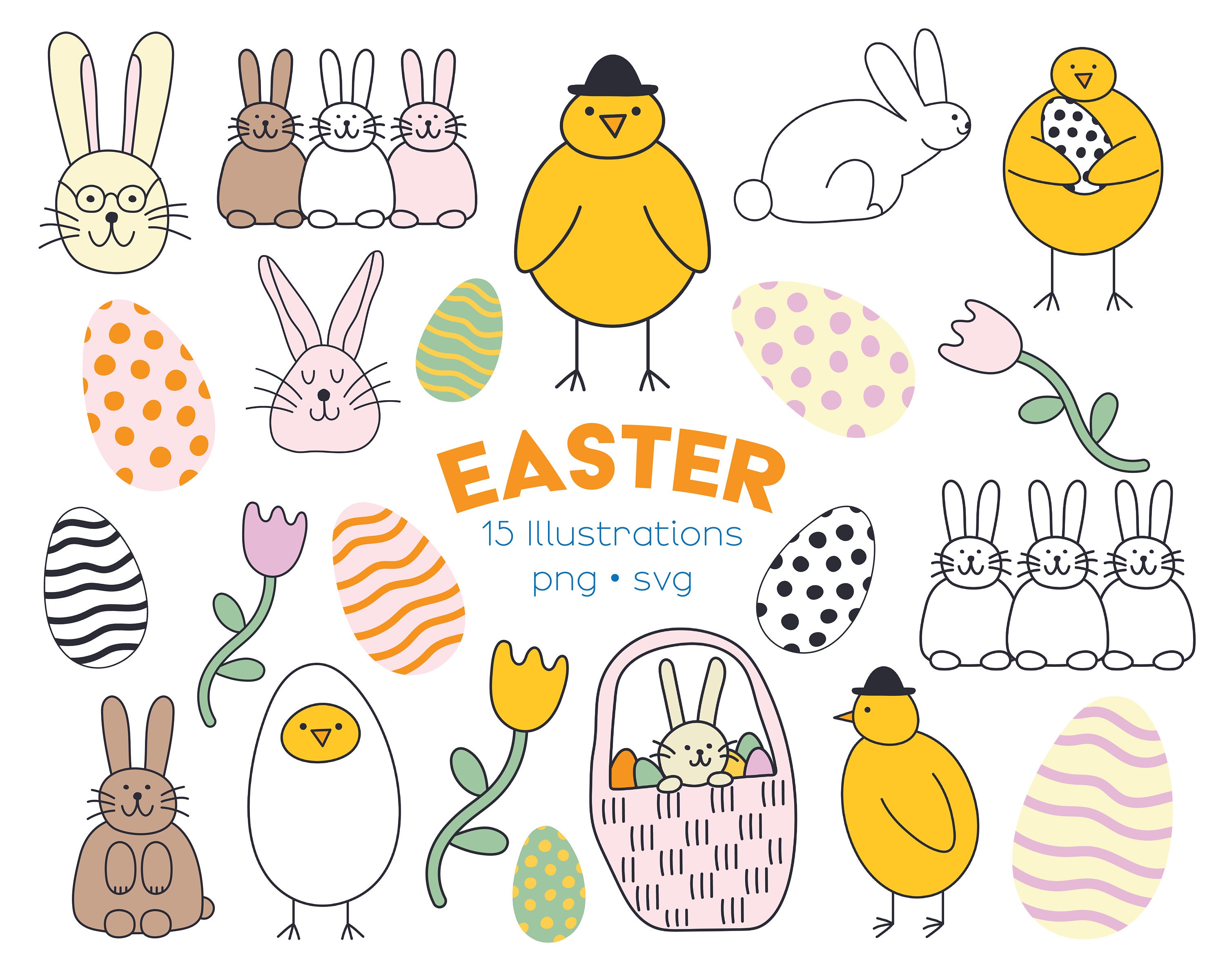 Easter Clipart Bundle SVG & PNG Instant Download - Etsy