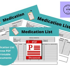 Medication Rx List Organizer Medicine Planner Supplement - Etsy