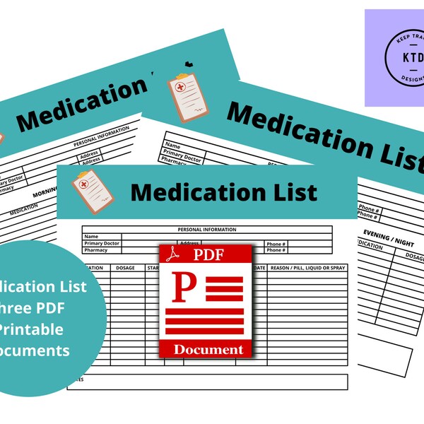 Medicine List - Etsy