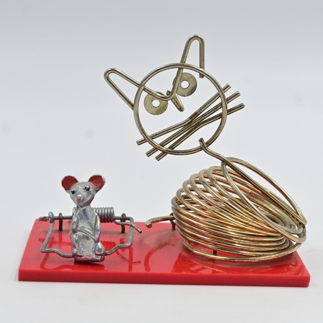 Vintage Mid Century Modern Coiled Cat and Mouse Clip Envelope Holder - Etsy